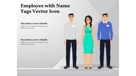 Employee With Name Tags Vector Icon Ppt Powerpoint Presentation Styles