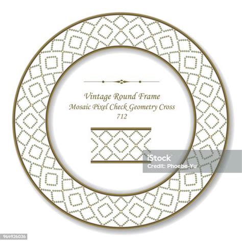 빈티지 라운드 복고 프레임 모자이크 픽셀 십자가 형상 확인 0명에 대한 스톡 벡터 아트 및 기타 이미지 0명 3차원 형태 개체 그룹 Istock