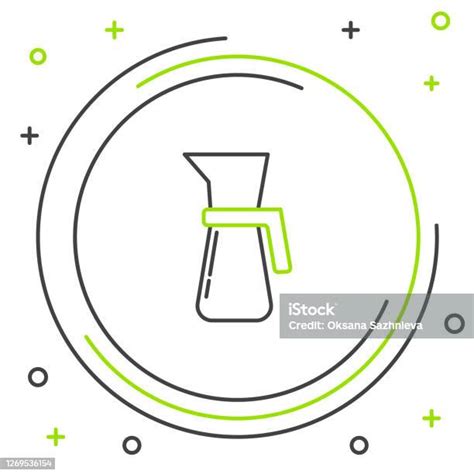 흰색 배경에 고립 된 건조하고 액체 음식 아이콘을 측정하는 검은 색과 녹색 라인 측정 컵 손잡이가 달린 플라스틱 졸업 비커 다채로운 개요 개념 벡터 일러스트레이션 가정