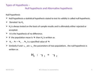 Econometrics Notes Economics Honours Ppt PPTX Science
