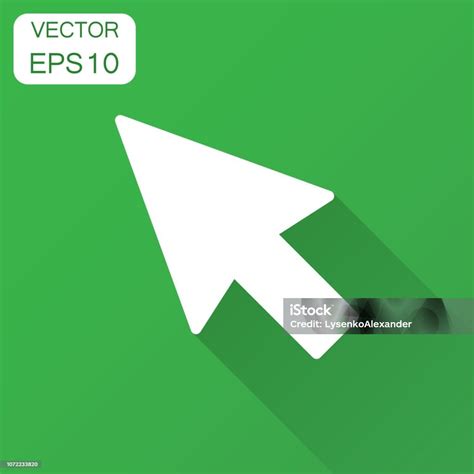 평면 스타일에서 컴퓨터 마우스 커서 아이콘입니다 긴 그림자와 화살표 커서 벡터 일러스트입니다 마우스 목표 비즈니스 개념입니다 0명에 대한 스톡 벡터 아트 및 기타 이미지