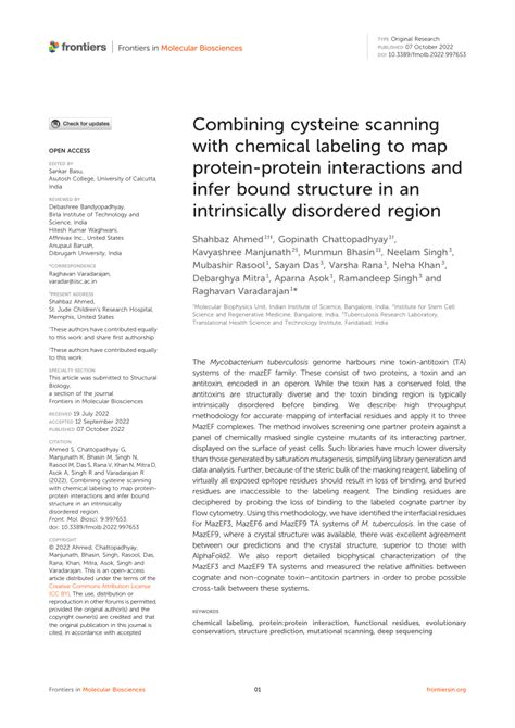 Pdf Combining Cysteine Scanning With Chemical Labeling To Map Protein Protein Interactions And