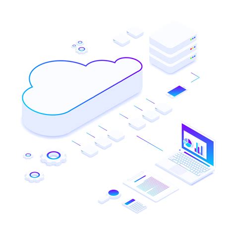 File Storage Cloud Isometry Vector Illustration The Concept Of Data