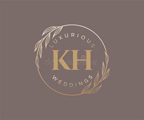 Kh Initials Letter Wedding Monogram Logos Template Hand Drawn Modern