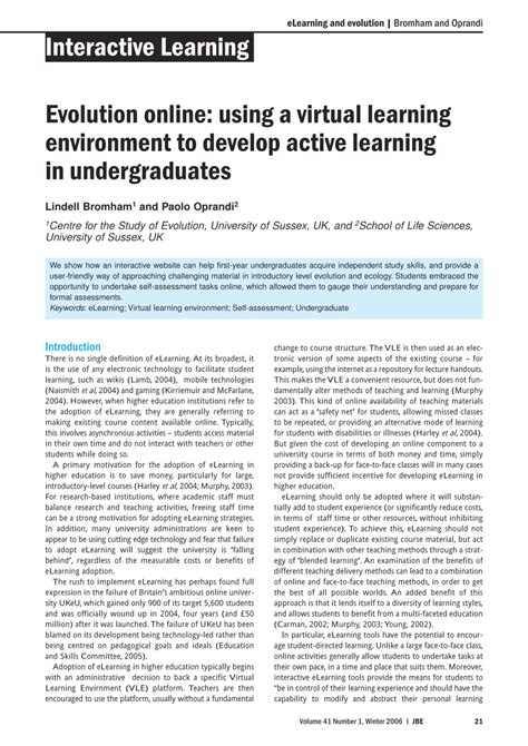 Pdf Evolution Online Using A Virtual Learning Environment To Develop