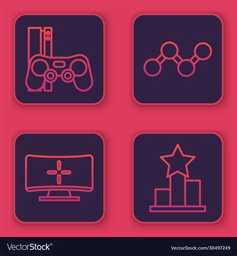 Set Line Game Console With Joystick Computer Vector Image