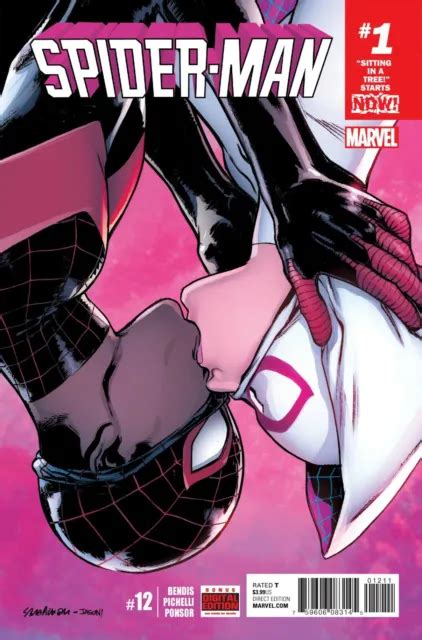 Spiderman 12 Comics Miles Morales Gwen Stacy Kiss Into The Spider