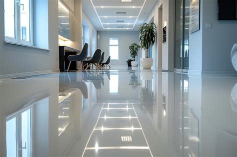 Premium Photo A Contemporary Office Space With A Shiny New Epoxy