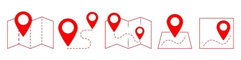 빨간색 맵 아이콘의 지도 및 위치 기호 집합 Gps 매핑 위치 지리 위치 지도 경로 거리 지도 경로 탐색기 벡터 Eps 10으로