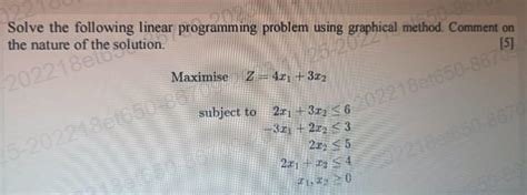 Solved Solve The Following Linear Programming Problem Using Chegg