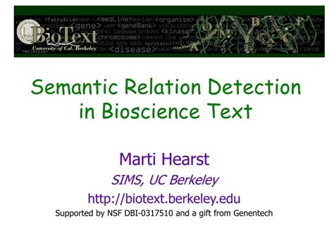 Ppt Semantic Relation Detection In Bioscience Text Powerpoint