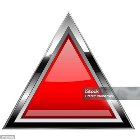 대담한 크롬 프레임 빨간 삼각형입니다 3d 반짝 아이콘 크롬에 대한 스톡 벡터 아트 및 기타 이미지 크롬 0명 3차원