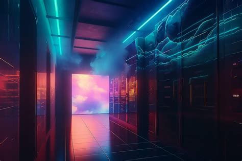 Premium Ai Image Cloud Technology Server Room Futuristic Cyber A Modern It Infrastructure A