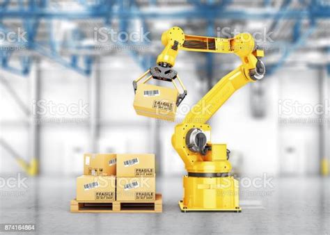 공장 조작자입니다 자동 손 잡고 컨베이어 위에 골 판지 상자 공장 산업 건물에 대한 스톡 사진 및 기타 이미지 공장 산업 건물 매니퓰레이터 로보틱스 3차원 형태