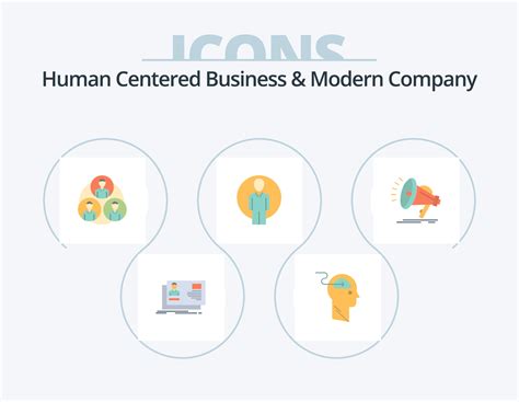 Human Centered Business And Modern Company Flat Icon Pack 5 Icon Design
