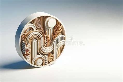 circular 3d abstraction with curved lines and leaves space for text