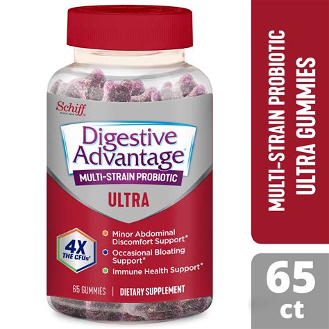 Digestive Advantage 2 Billion Cfu Multi Strain Probiotic Gummies 65 Count Helps Relieve Minor