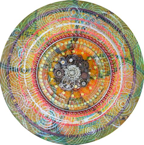 Abstract Assemblage Round Visionary Painting Circle Etsy Hong Kong