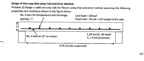 solved design of one way slab using trial and error method problem 2