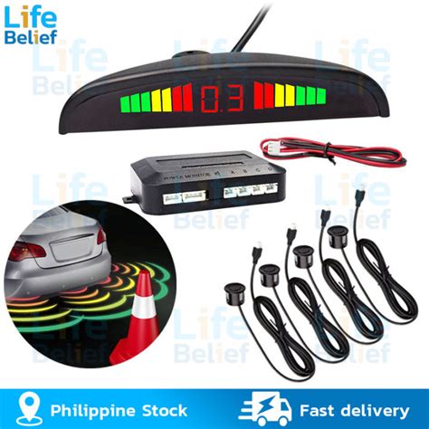LED Display Parking Sensor Car Reverse Backup Radar System LED Display Buzzer Alert 4 Parking