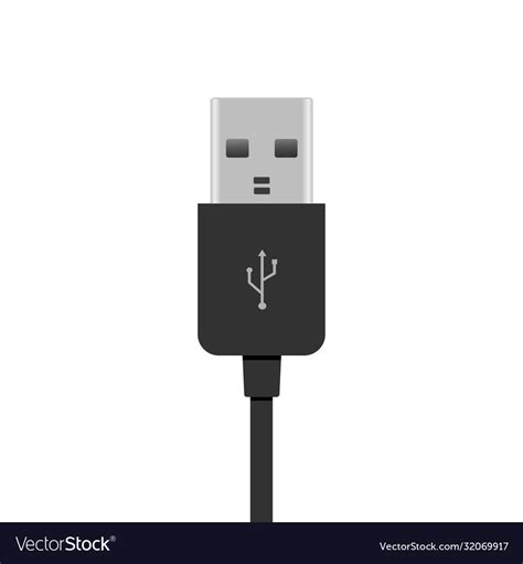 Realistic Usb Cable Isolated On White Royalty Free Vector