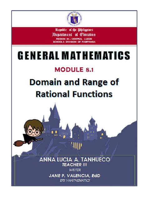 Grade 11 1st Quarter Module 81 Domain And Range Of Rational Functions