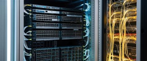 A Modern Telecom Server Room Featuring Organized Network Switches And
