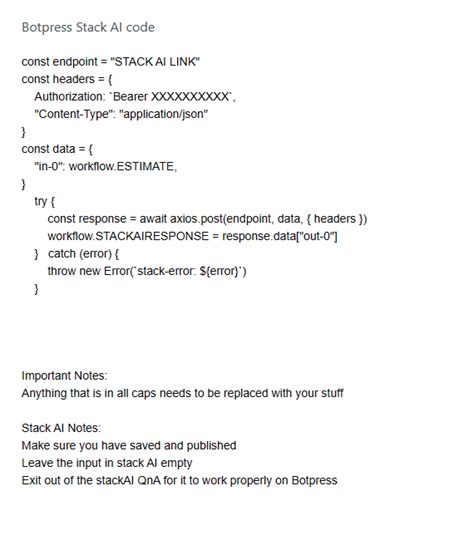 how to integrate stackai into botpress emergecoreai