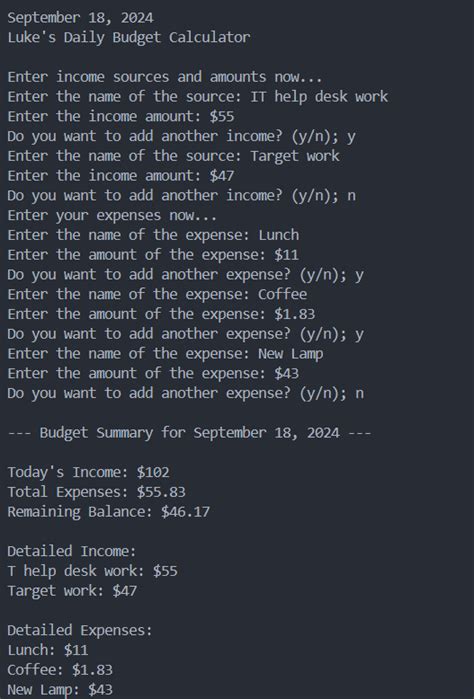 Github Lukem1210budget Calculator This Is A Simple Budget Calculator Application Written In