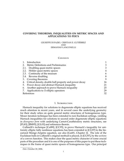Pdf Covering Theorems Inequalities On Metric Spaces And Applications To Pdes