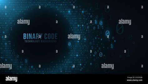 Binary Code On A Dark Blue Background Hi Tech Modern Design
