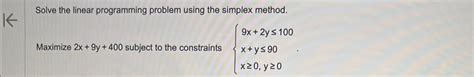 Solved Solve The Linear Programming Problem Using The Chegg