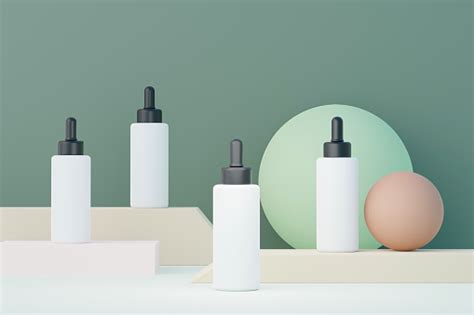 모형을 위한 빈 화장품 스킨케어 제품 또는 포장의 3d 렌더링 뷰티 비누와 스파 컨셉 피부 건강을 위한 로션 오일 수분 브랜딩을위한 프리미엄 및 고급 디자인 실물 모형에