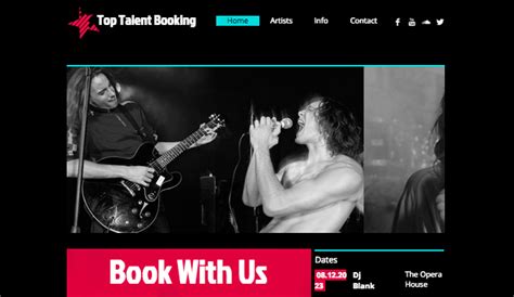 Music Booking Agency Wix Template Wix Music Template