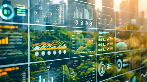 Premium Photo Sleek Digital Dashboard Showcasing Realtime Sustainability Metrics And Renewable