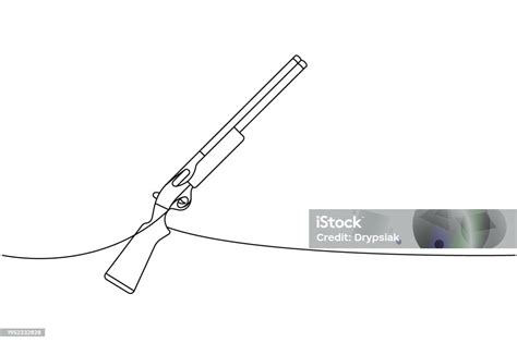 산탄총 사냥꾼 카빈 한 줄 연속 그리기 다양한 현대 무기 연속 한 줄 그림 벡터 선형 그림 경찰관에 대한 스톡 벡터 아트 및 기타 이미지 Istock