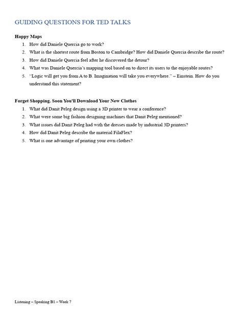 Guiding Questions For Ted Talks Pdf