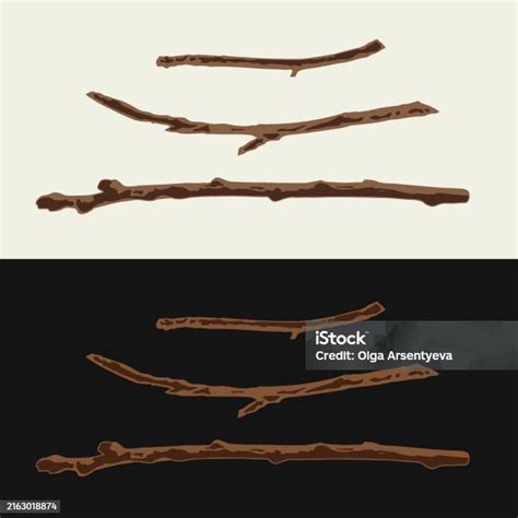 흰색의 어두운 배경에 얇은 나무 막대기를 말리십시오 나무 가지 잎이없는 나뭇 가지 이미지 추적 깔끔하고 단순화된 일러스트레이션 사실적인 스타일 Ai가 아닙니다 0명에 대한