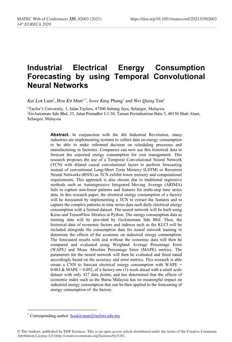 Pdf Industrial Electrical Energy Consumption Forecasting By Using