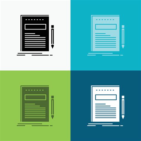 Business Document File Paper Presentation Icon Over Various Background Glyph Style Design