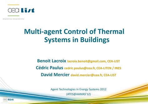 Multi Agent Control Of Thermal Systems In Buildings Pdf