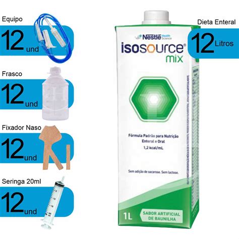 Dieta Enteral Isosource Mix 12 Kcal 1000ml Com Acessórios Hnutri I