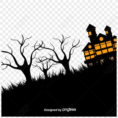 할로윈 검은색 산 집 일러스트레트로디자인파티 Png 일러스트 무료 다운로드 Lovepik