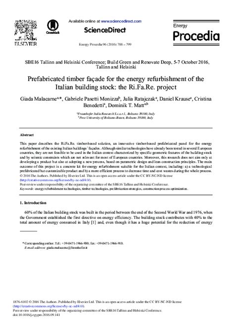 Pdf Prefabricated Timber Façade For The Energy Refurbishment Of The Italian Building Stock