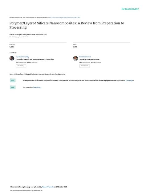 Polymerlayered Silicate Nanocomposites A Review Fr Pdf Nanocomposite Relaxation Nmr