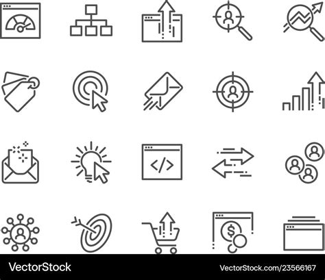 Line Seo Icons Royalty Free Vector Image VectorStock