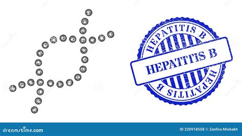 Distress Hepatitis B Seal And Hatched Genetic Spiral Web Mesh Stock
