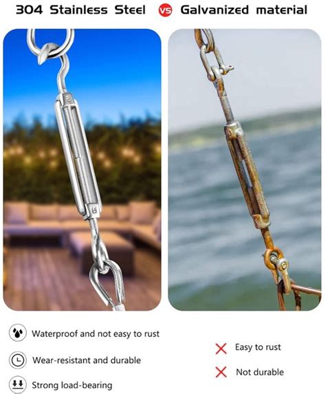 Crrynuo Spanschroef Spanner Draadspanner M5 Haak 304 Roestvrij