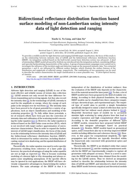 Pdf Bidirectional Reflectance Distribution Function Based Surface Modeling Of Non Lambertian
