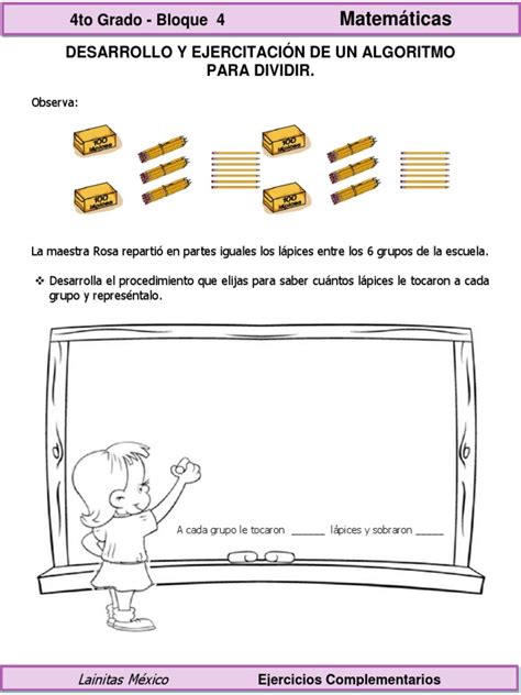 4to Grado Matemáticas El Algoritmo De La División Pdf